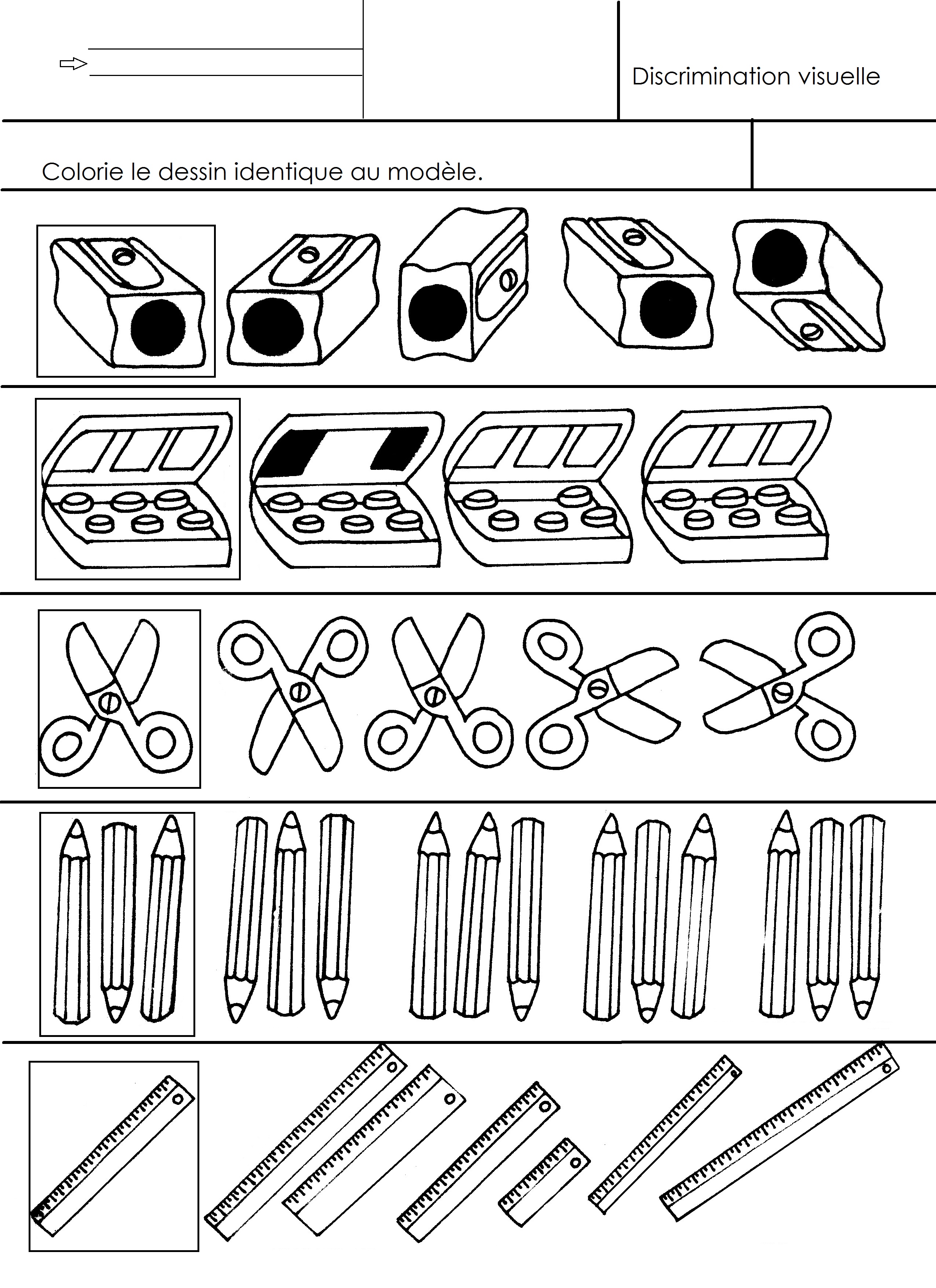 Atelier autonome, discrimination visuelle 1 - école maternelle Gellow